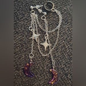 Jewelry | Ombre Moon Gold Flake Marcasite Star Dripping Chains Ear Cuff ...